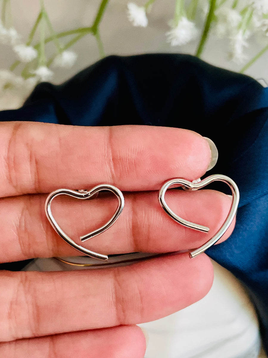 Silver Cursive Hearts – Desi Closet