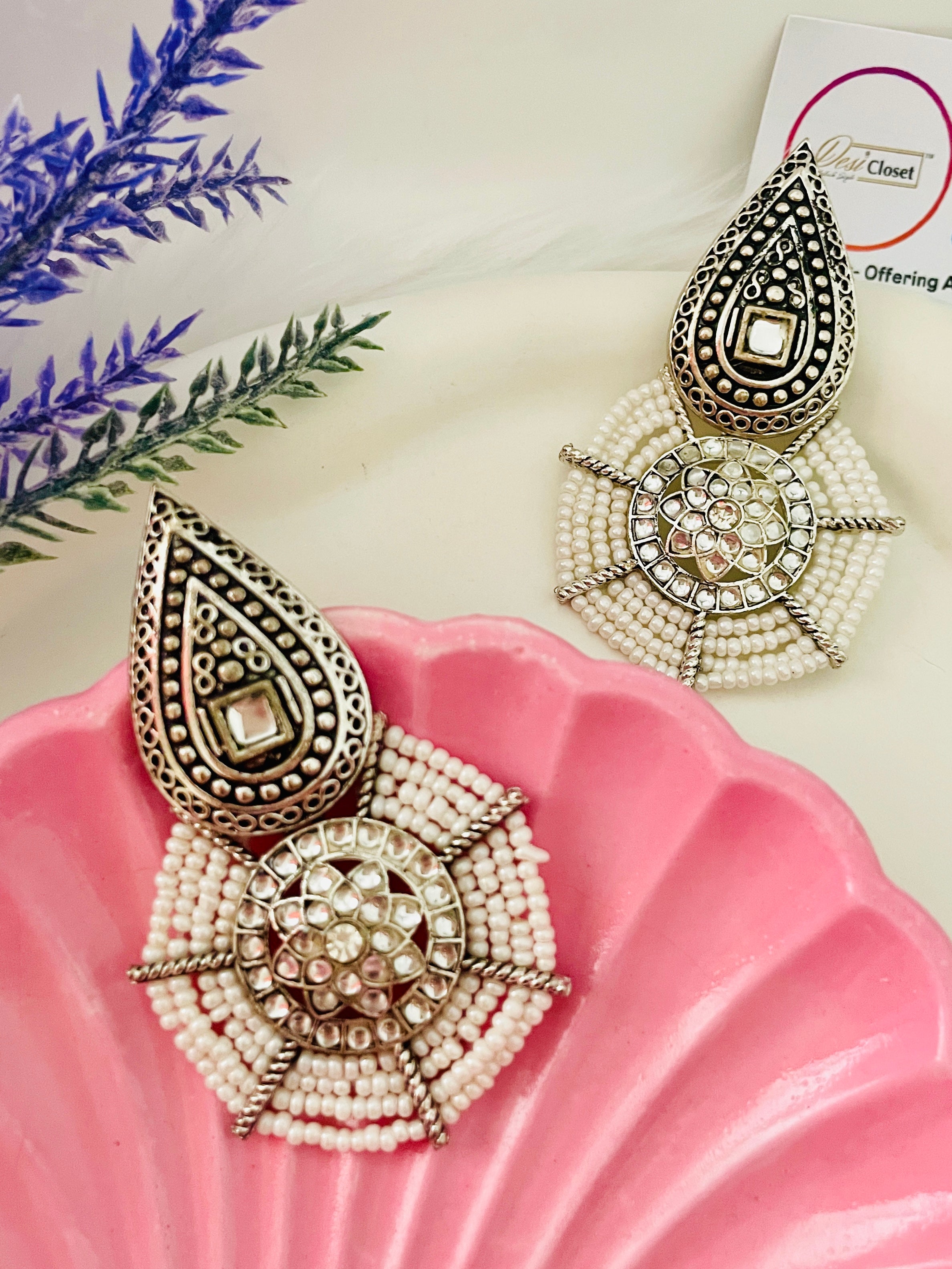 White Bead Wheel Drops – Desi Closet